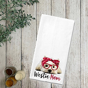 Westie Mom West Highland Terrier Microfiber Kitchen Tea Bar Towel Gift for Animal Dog Lover