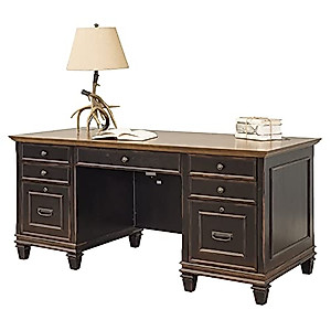 Martin Furniture Hartford Double Pedestal Shaped Desk, Brown - Fully Assembled