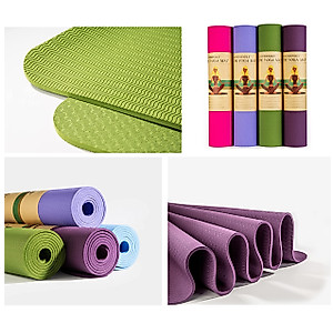 HZS Yoga mat workout fitness mat ,Extra thick high density anti-tear, Eco friendly non toxic non slip ,Classic 1/4 inch exercise mat for Yoga practice and Pilates training (green)
