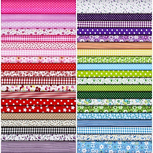 40 Pcs 10 x 10 Inches Cotton Fabric Bundle Squares Precut Fabric Squares Multi Color Floral Fat Squares Sheets for Kids DIY Craft Quilting Sewing (Fresh Patterns)