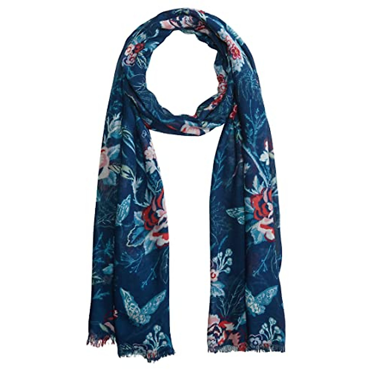 Vera Bradley Women's Lightweight Soft Fringe Scarf, Rose Toile, One Size