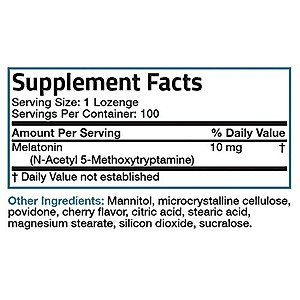 Bronson Melatonin 10mg Fast Dissolve Tablets - Stay Asleep Longer - 100 Cherry Flavored Fast Dissolve Tablets