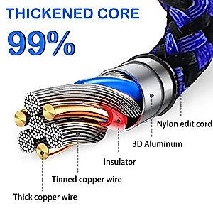 DYUF Micro USB Cable,Android Charger Cable, [3PCS 3.2ft 4.9ft 6.5ft] 3.1A Fast Charger Cord, Blue Braided USB Cable, Compatible with Samsung Galaxy S7 Edge S6 S5, Android Phone, etc