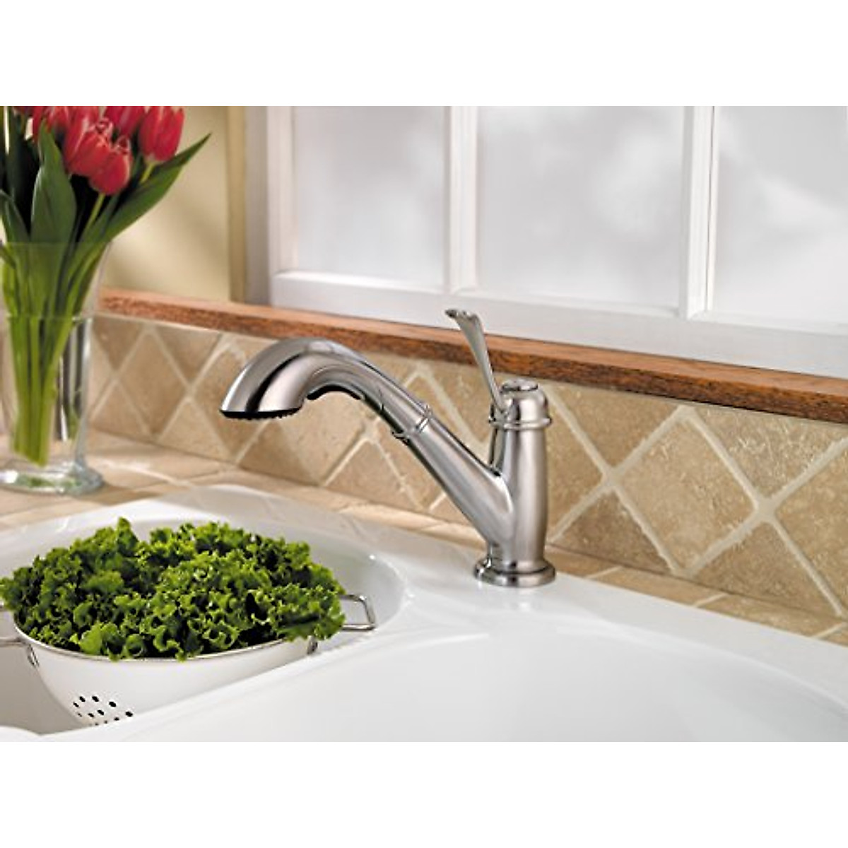 Pfister Bixby 1-Handle Pull Out Kitchen Faucet, Stainless Steel, 1.8 gpm LF5385LCS
