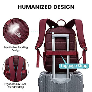 LOVEVOOK Travel Laptop Backpack Women, Anti Theft Work Laptop Bag with USB Charging Port, 15.6 Inch Computer Backpacks Purse Water Resistant College Unisex Casual Daypack, Red