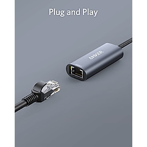 Anker USB C to 2.5 Gbps Ethernet Adapter, PowerExpand USB C to Gigabit Ethernet Adapter, Aluminum Portable USB C Adapter, for MacBook Pro, MacBook Air 2018 and Later, iPad Pro 2018 and Later, XPS