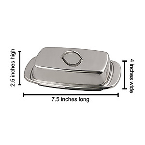 Cuisinox Stainless Steel Butter Dish with Lid, 4" x 7.5"