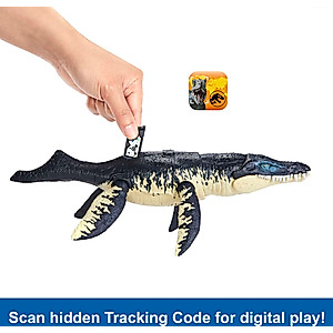 Mattel Jurassic World Dominion Wild Roar Kronosaurus Dinosaur Action Figure Toy with Sound & Attack Action, Plus Downloadable App & AR