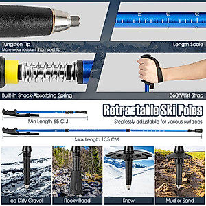 S AFSTAR 21" Terrain Snow Shoes, Aluminum Alloy All Terrain Snowshoes w/Trekking Poles & Carrying Tote Bag, 4-in-1 Lightweight Terrain Snowshoes for Men Women Youth Kids, Easy to Wear (Navy)