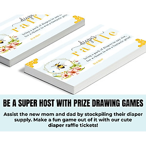 Mama Bee Diaper Raffle Tickets, Gender Neutral Baby Shower Games for Prizes, Girls Baby Shower Diaper Raffle Invitation Insert Cards, 50 Pack