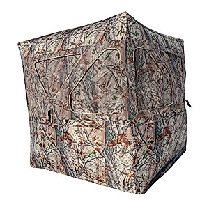 Muddy Outdoors Infinity Epic Camo Shadow Mesh Windows Black Backed Water Resistant Heavy-Duty 600 Denier Fabric Ground Blind, 3-Person