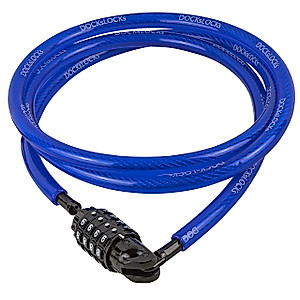 DocksLocks Weatherproof Straight Security Cable Lock (5ft to 25ft Lengths) with Resettable Combination, Anti-Theft Protection for Kayak, Bike, Paddleboard, Scooter, Equipment, Bicycles and More 10ft