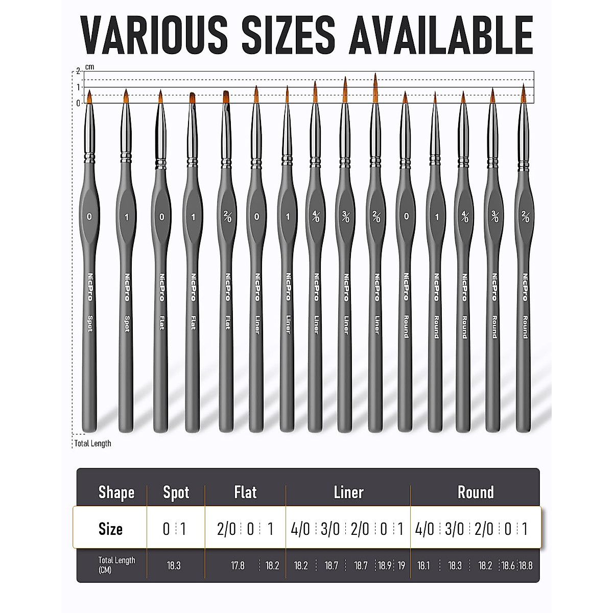 Nicpro Fine Detail Paint Brush Set, 15PCS Fine Tip Miniature Painting Brushes for Fine Detailing, Miniature Model 40k, Paint by Numbers & Acrylic, Watercolor, Oil Painting- with Container