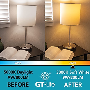 GT-Lite 10-Pack Soft White LED Light Bulbs, Replacement for 60-watt Incandescent uses only 9-watts, 3000K, A19 Shape, E26 Medium Base, Standard Household Lightbulb for Lamps, Living Room, bedrooms