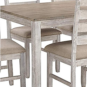 Signature Design by Ashley Skempton Cottage Dining Room Table Set with 6 Upholstered Chairs, Whitewash, 60" x 36" x 30"