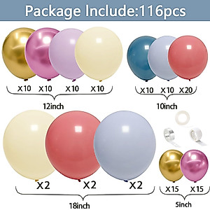 Pastel Balloon Garland Kit Rose Gold Purple Chrome Metallic Dusty Pink Rose Blue Macaron Yellow Balloon Arch Kit for Birthday Baby Shower Garden Party Wedding Wild Flower Picnic Decoration