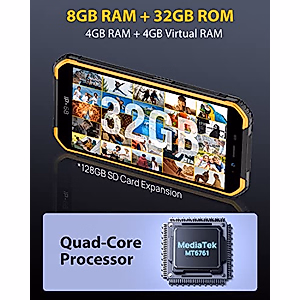 Ulefone Rugged Smartphone Unlocked, Armor X6 Pro(2022) IP69K Waterproof Phone, Android 12 8GB+32GB, 13MP+5MP, 5.0 inch, 4000mAh Battery, Global Dual 4G, NFC, Face ID Compass+GPS Shockproof (Orange)