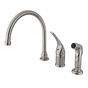 Kingston Brass KB828 Kitchen Faucet with Sprayer, 9", Brushed Nickel