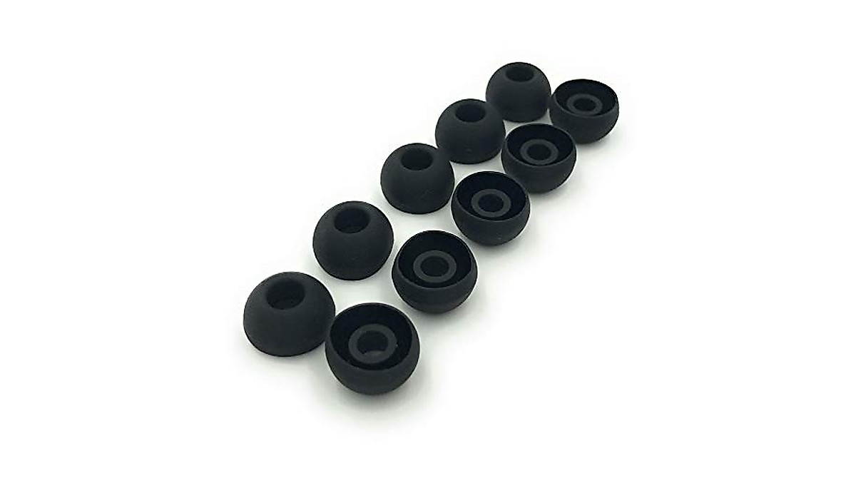Large Black Silicone Earbud Tips - 10 Pairs for Comfort