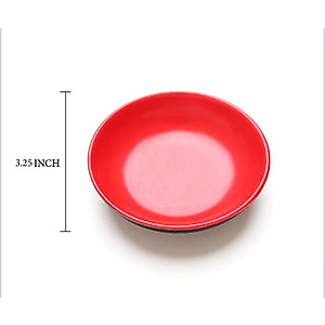 Happy Sales HSSDRB4, Melamine Sauce Dishes, Dipping Bowls, Set of 4 pc (Red Black)