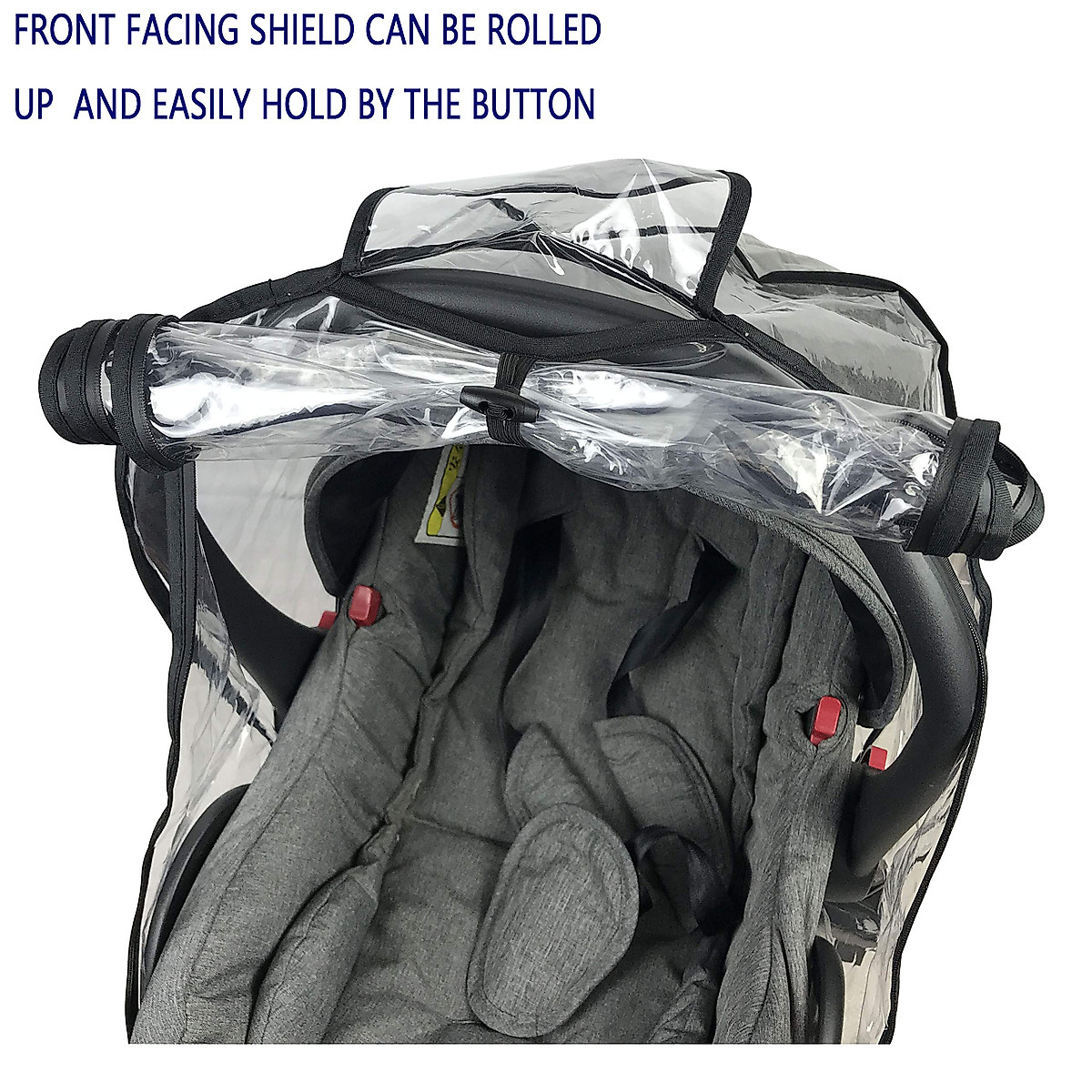 Baby Car Seat Rain Cover Universal Weather Shield Waterproof,Easy Access Zipper,Side Ventilation,EVA Material,Newborn Infant Child Travel Accessories