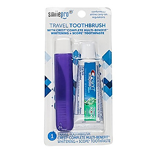 Dental Source Travel Toothbrush and Crest Toothpaste Kit, 3-pack
