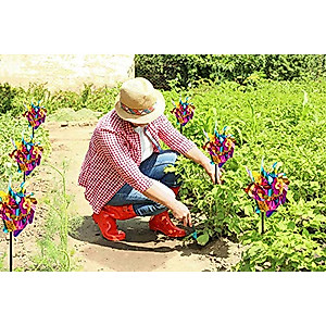 Sparkly Reflective Pinwheels Holographic Spinners Whirl Pin Wheel with Stakes Scare Birds Away for Yard Garden Patio Lawn Farm Decor Kids' Toy (Rainbow-10)
