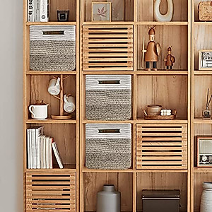 OIAHOMY Storage Basket, Woven Baskets for Storage, Cotton Rope Basket for toys,Towel Baskets for Bathroom - Pack of 3, Gradient Yellow