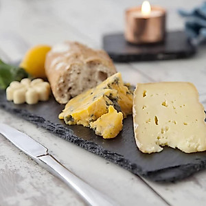 Lingluox 11"x6" 8 Pack Black Slate Cheese Board with Natural Edge for Kitchen,Slate Plates Blank Charcuterie Stone Plates for Cake Fruit Meat Appetizers Dried Fruits Display Chalkboard.