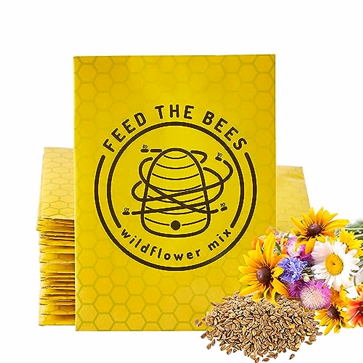 American Meadows Wildflower Seed Packets "Feed The Bees'' Party Favors (Pack of 20) - Pollinator Wildflower Seed Mix to Attract Hummingbirds, Bees, and Butterflies, Party Favor for Any Occasion