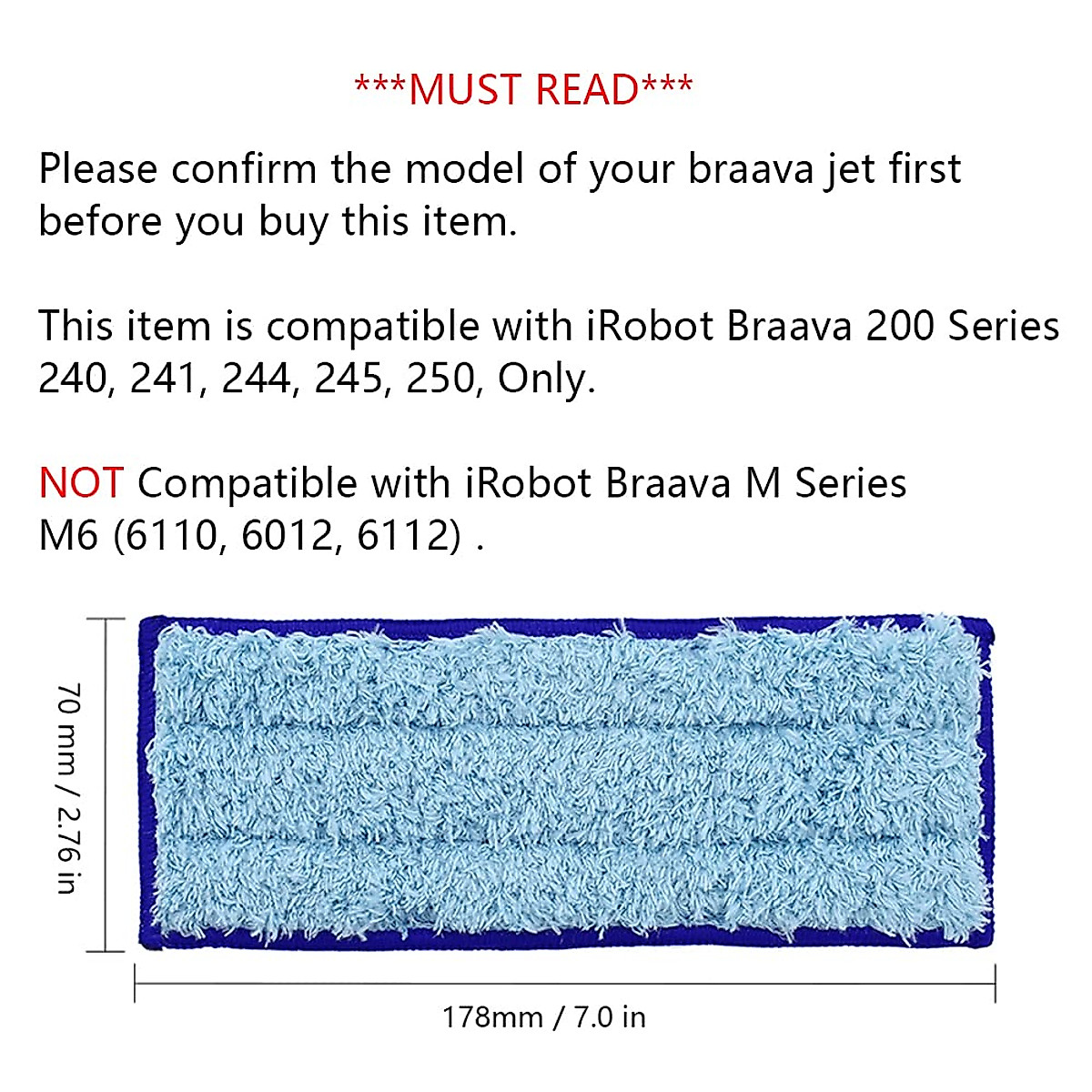 Neutop Replacement Washable & Reusable Wet Mopping Pad Compatible with iRobot Braava Jet 240, 241, 244, 245, 250 Robot Mops, Blue, 6-Pack.
