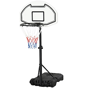Aosom Poolside Basketball Hoop Stand Portable Basketball System Goal, Adjustable Height 3'-4', 30" Backboard