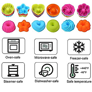 To encounter 24Pack Silicone Molds, Nonstick 2 3/4 inches Donut Mold, Baking Cups, Donut/ Bagel Pan, Muffin, Jello, Oven- Microwave- Dishwasher Safe