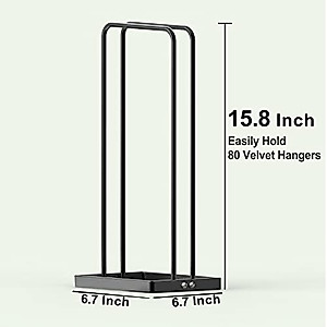 TOFIIGREM Hanger Storage Holder, Hanger Storage Stand Holds up 80 Velvet Hangers for Laundry Room Closet Space Saving, Sturdy Adult Baby Clothes Hanger Holder Rack (Black)