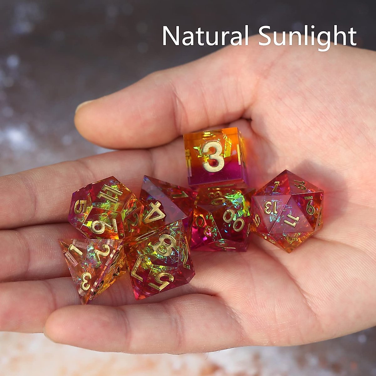 DND Dice Set 7Pcs Polyhedral Sharp Edges Dice for D&D Dungeons and Dragons RPG Player(Rose Citrine)…