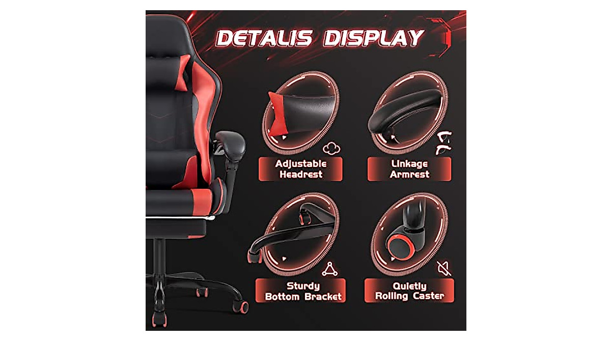 Shahoo Gaming Chair with Footrest & Massage Support | Ergonomic ...