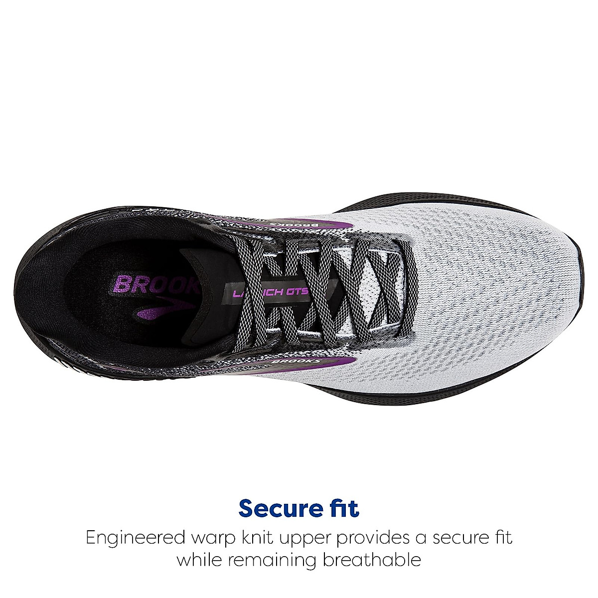 Brooks Women’s Launch GTS 10 Supportive Running Shoe - Black/White/Violet - 8 Medium