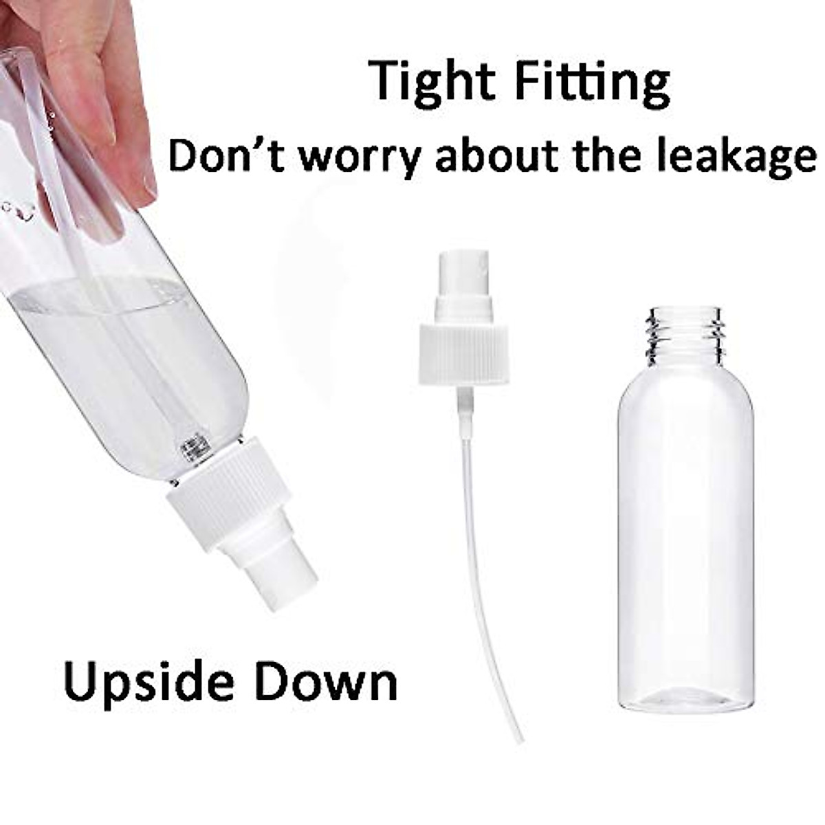 Fine Mist Spray Bottle 3.4oz/100ml Clear Travel Bottles Leak Proof for Makeup Cosmetic Containers (CLEAR)