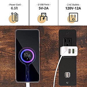 ZEXVIDA Small End Table Nightstand with Charging Station for Small Space,Bedside Table with Storage, Modern Industrial Sofa End Table for Small Place Living Room Bedroom Apartment,Black