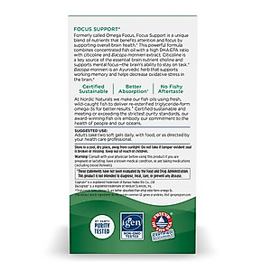 Nordic Naturals Omega Focus, Lemon - 60 Soft Gels - 1280 mg Omega-3 + Citicoline & Bacopa Monnieri Extract - Focus, Attention, Memory, Brain Health - Non-GMO - 30 Servings