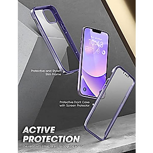 SUPCASE Unicorn Beetle Edge XT Case for iPhone 14 Plus 6.7", with Built-in Screen Protector Slim Frame Clear Protective Case (Purple)