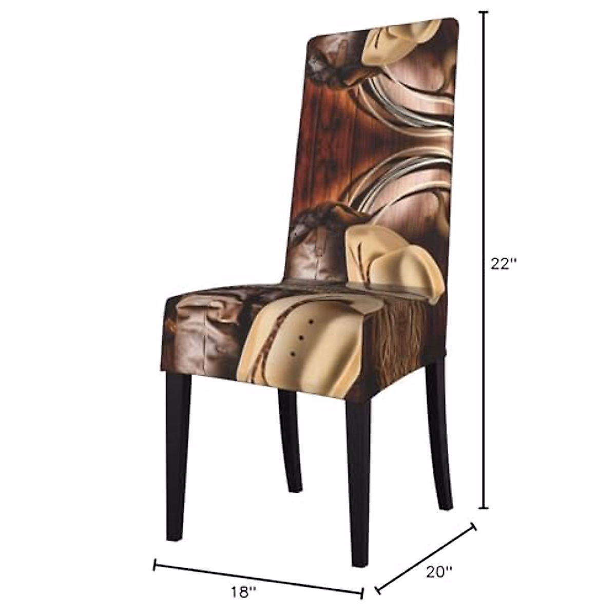BROLEO Cowboy Black Hat Western Boots Picture Elastic Polyester Ammonia Dining Chair Cover - Protection Cover for Dining Chair Removable