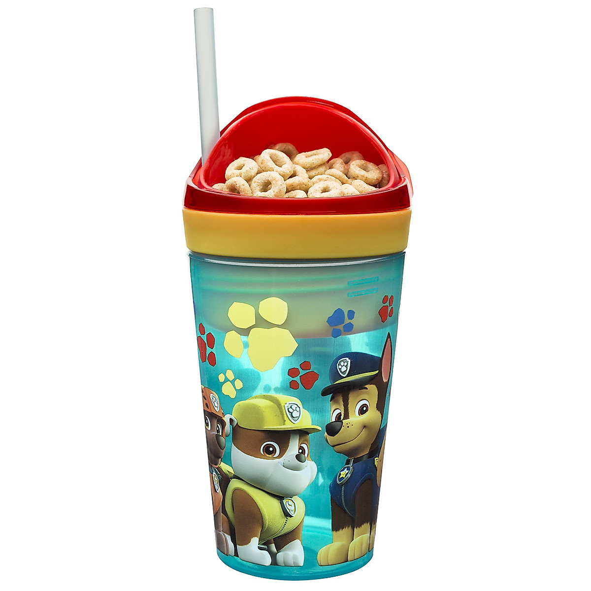 Zak Designs Paw Patrol ZakSnak All-In-One Drink Tumbler + Snack Container For Toddlers – Spill-proof 4oz Snack Container Screws Securely Onto 10oz Tumbler With Accessible Straw, Paw Patrol Boy