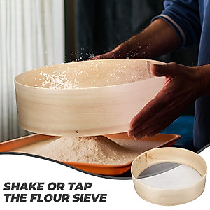 HANABASS Household Flour Sifter Handheld Sieve Wooden Flour Strainer Sieve Baking Tool