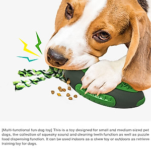 KAMHX Dog Teeth Clean Chewing Durable Football, for Small and Medium-Sized Dogs Missing Food, Human Dog Interaction, with Squeaky Durable Chewing Toys (Dark Green)