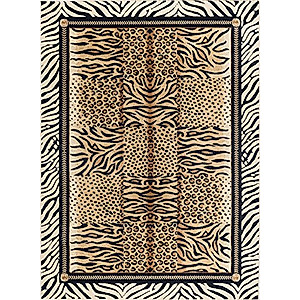 Savannah Contemporary Animal Beige Rectangle Area Rug, 8' x 10'