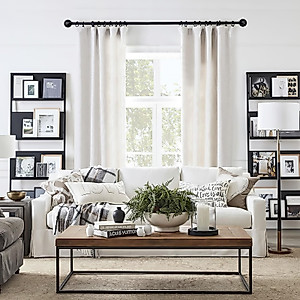 1 Inch Industrial Curtain Rod, Curtain Rods for Windows 66 to 120, Pipe Wrap Around Curtain Rod, Indoor/Outdoor Curtain Rod, Room Divider Curtain Rod, Blackout Curtain Rod 72-144 Inch: Black