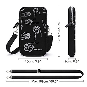 Women Fashion Small Crossbody Bags Cell Phone Purse Wallet Heavy Metal Skull Rock Hand Shoulder Bag With Adjustable Strap For Credit Card Money Key Passport