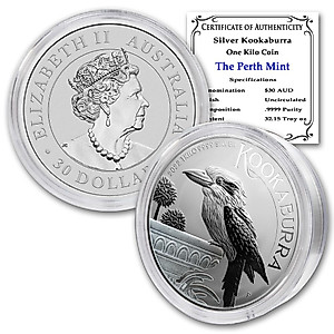 2022 P 1 Kilo (32.15 oz) Australian Silver Kookaburra Paperweight Coin Brilliant Uncirculated (BU - in Capsule) with Certificate of Authenticity $30 Seller BU