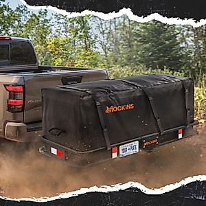 Mockins 60"x20"x6" Folding Trailer Hitch Cargo Carrier & 16 Cu.Ft. Waterproof Tow Hitch Cargo Carrier Bag Set | 500 Lbs. Capacity All-Weather Luggage Rack for Car, SUV, & Truck with Bag & Accessories